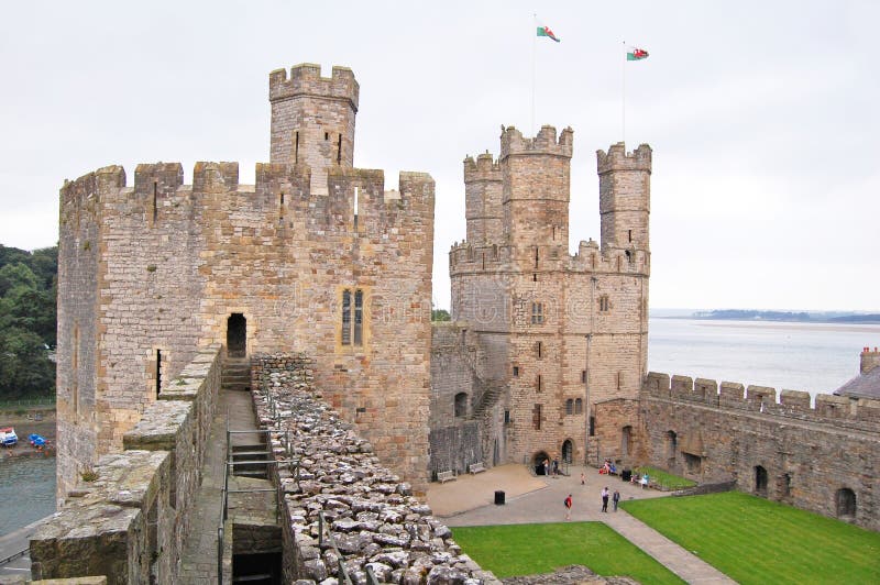 Caernarfon Castle Battlements Stock Photo - Image of fortification ...