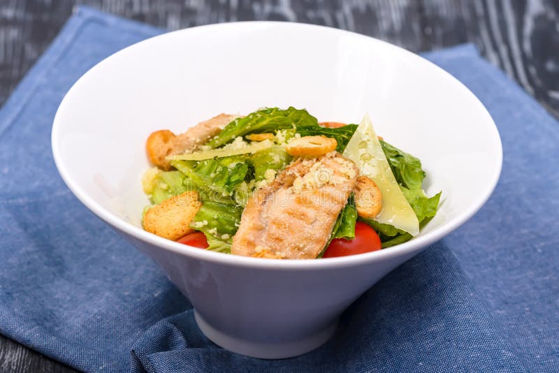 Caesar Appetizer with Chicken, Green Salad, Cheese, Breadcrumbs in ...