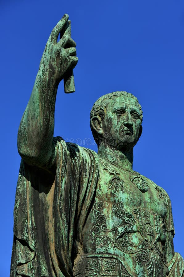 Caesar Augustus Nerva Statue with Blue Sky Stock Photo - Image of ...