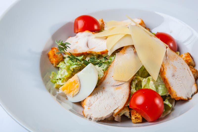 Caesar salad with chicken stock photo. Image of delicious - 72891738