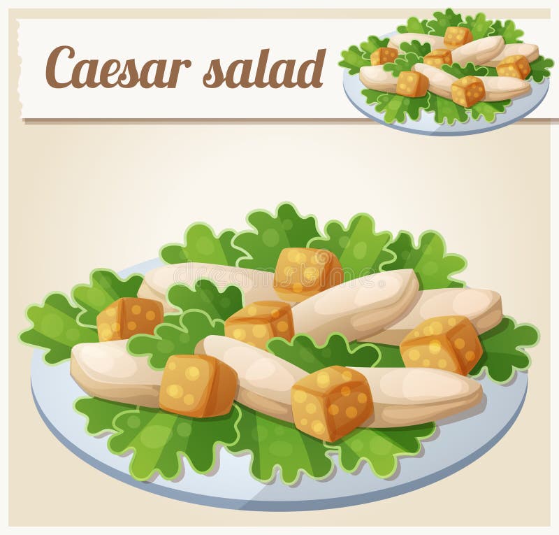 Caesar Salad Detailed Vector Icon Stock Vector Illustration Of