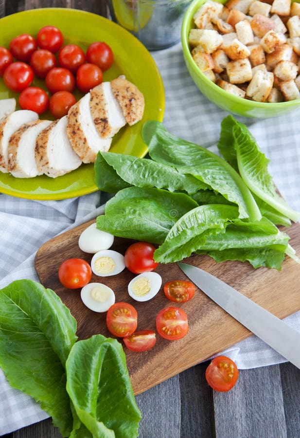 Caesar salad ingredients stock photo. Image of table - 41024796