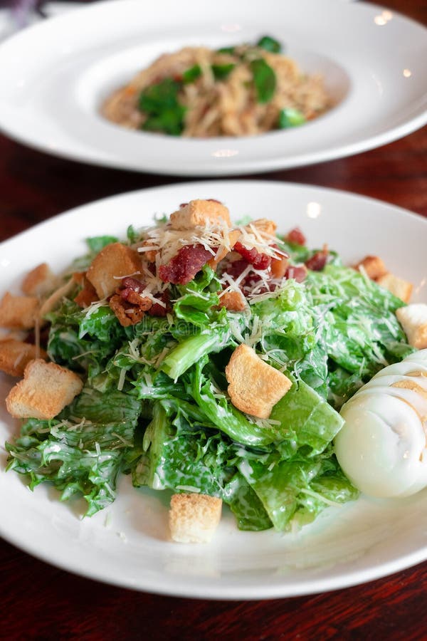 Caesar Salad Plate with Cheese and Croutons Stock Photo - Image of meal ...