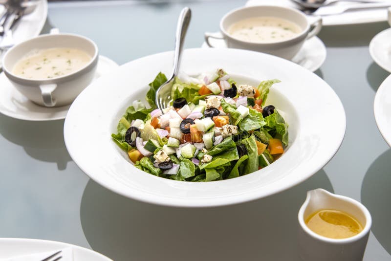 Caesar salad on the table stock photo. Image of restaurant - 222590596