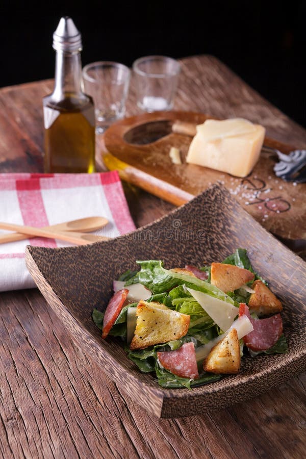 Caesar Salad stock image. Image of meal, plate, wooden - 41035329