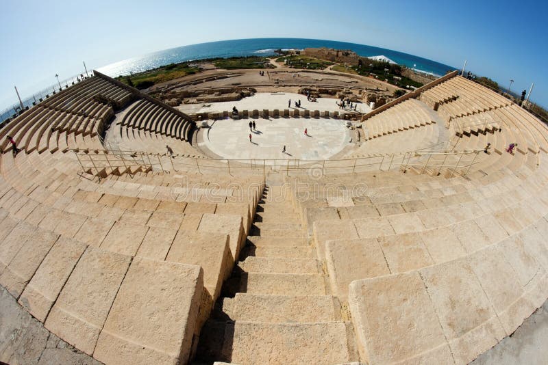 Ancient Greek Amphitheater Fisheye View Stock Photo - Image of curve ...