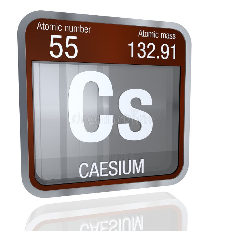 Caesium Symbol in Square Shape with Metallic Border and Transparent ...