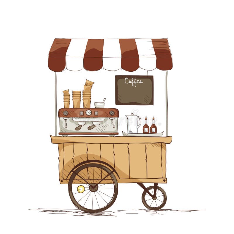 Café en las ruedas ilustración del vector. Ilustración de retro - 70443599