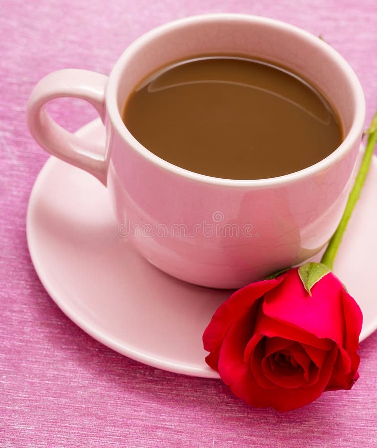 Taza De Café Con La Rosa Del Rojo Foto de archivo - Imagen de café ...