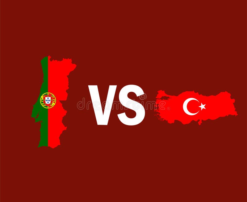 Portugal and Turkey Flags Map European Football Vector Design Stock ...
