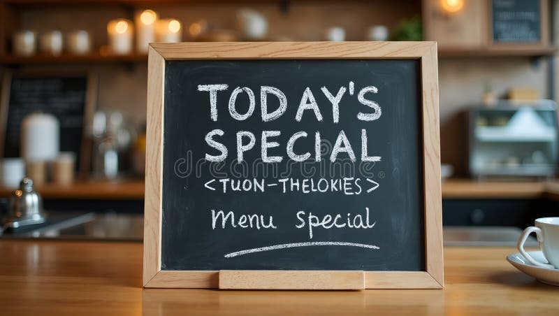 Caf Chalkboard Sign with Todays Special in Bold and Menu Below Stock ...