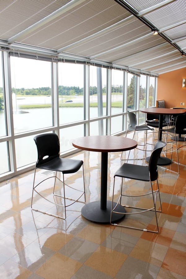 Office Cafeteria with Centered Table. Stock Image - Image of office ...