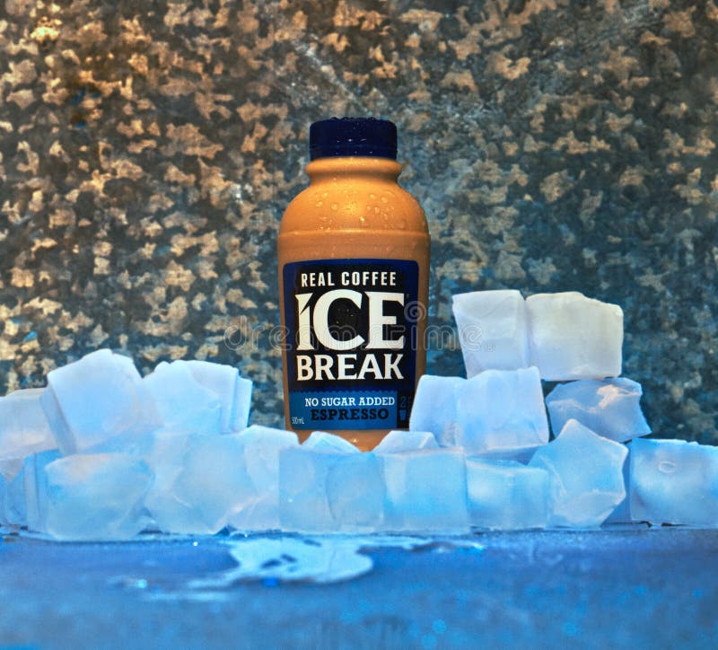 Closeup Shot of an Ice Break Coffee Bottle Decorated with Some Ice ...