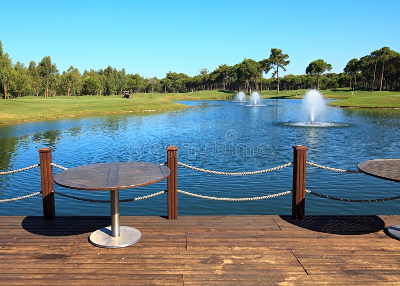 Cafe on the Artificial Pond Stock Photo - Image of cafe, pine: 21083452