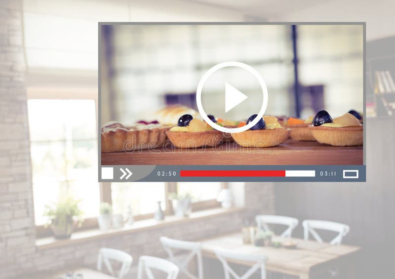 Cafe Baking Cakes Video Player App Interface Stock Photo - Image of ...