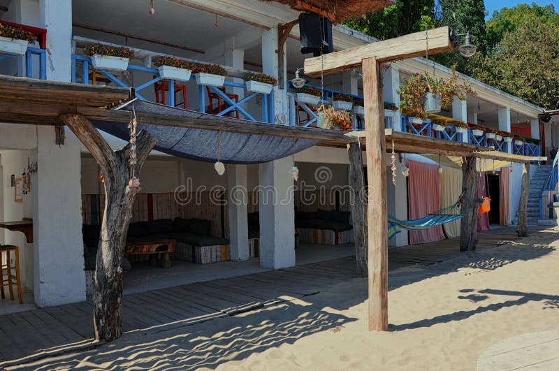 Cafe bar at the beach stock photo. Image of sandy, luxury - 73751642