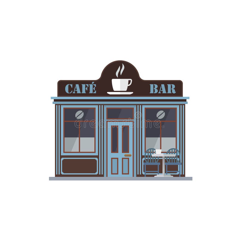 Cafe Bar Building Facade Flat Design Isolated Vector Illustration Stock ...