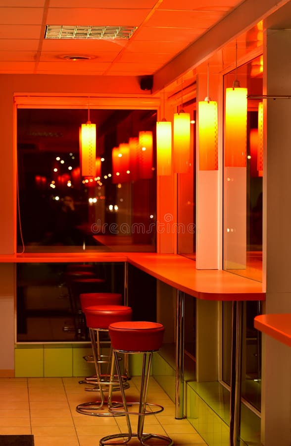Cafe Bar Interior Night Scene Stock Image - Image of lifestyle ...