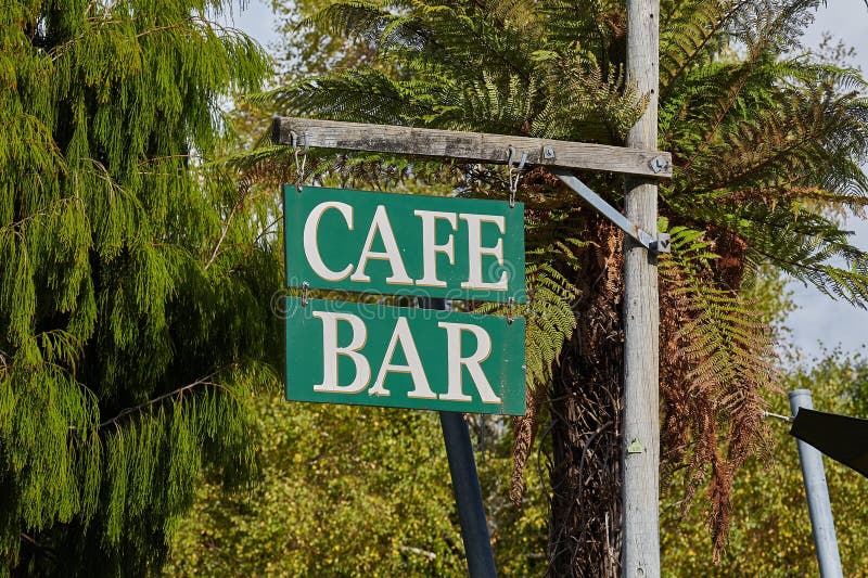 Cafe and Bar Sign at the Beach Stock Image - Image of seaside, post ...
