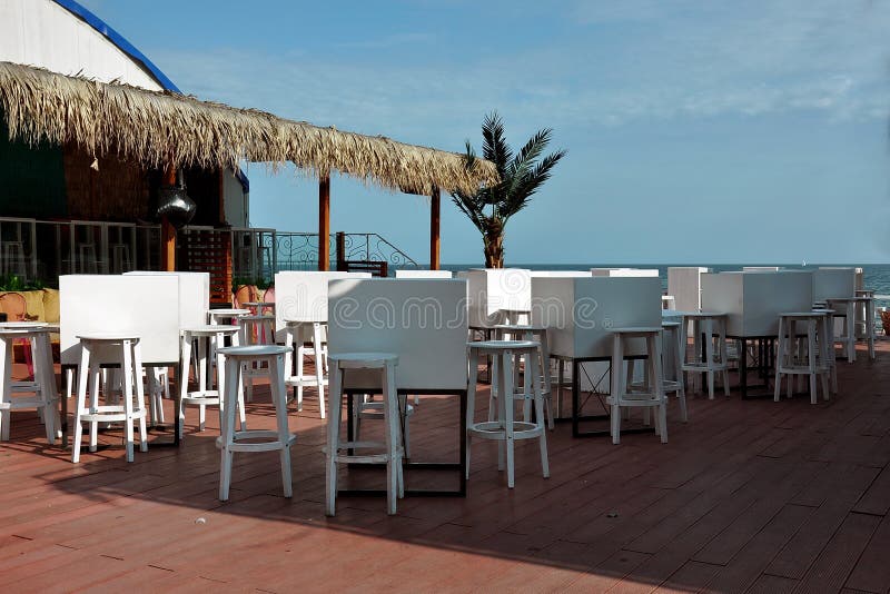 Cafe on the beach stock photo. Image of food, palm, cafe - 75311520