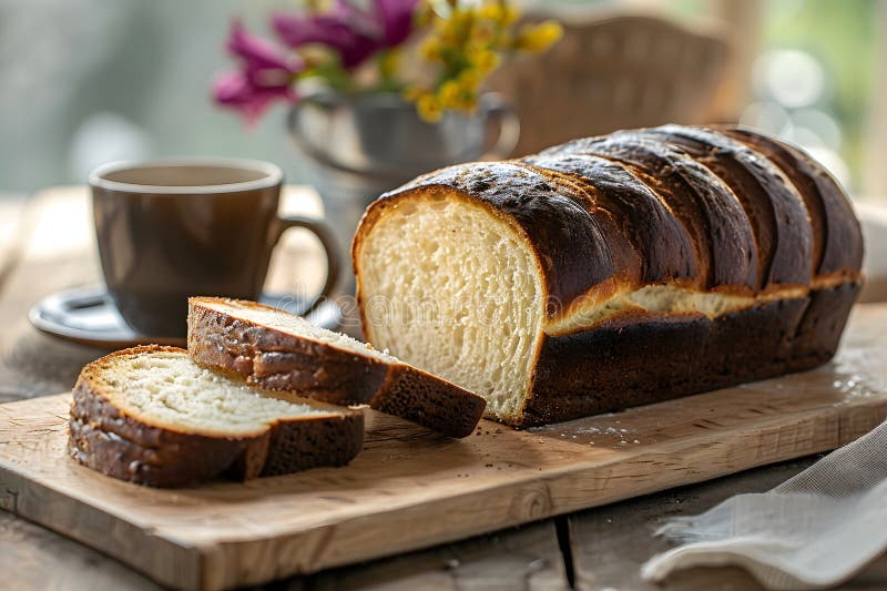 A Cafe Breakfast Scene with Croissants and Coffee Creating a Relaxing ...