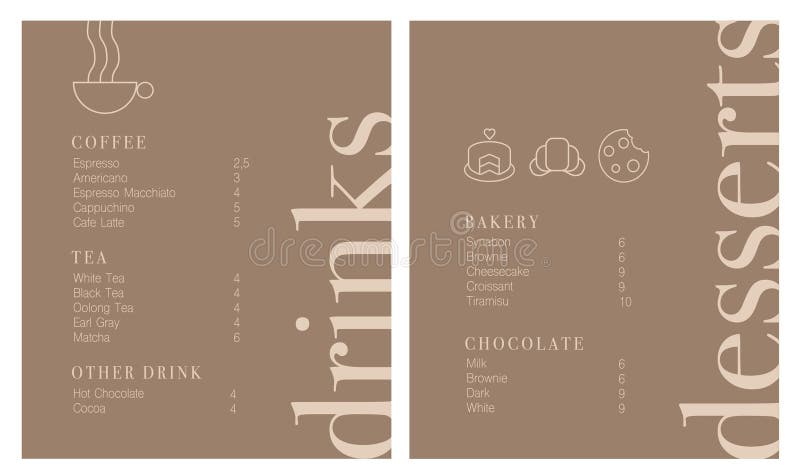 Cafe Brochure Vector, Coffee Shop Menu Design. Stock Vector ...