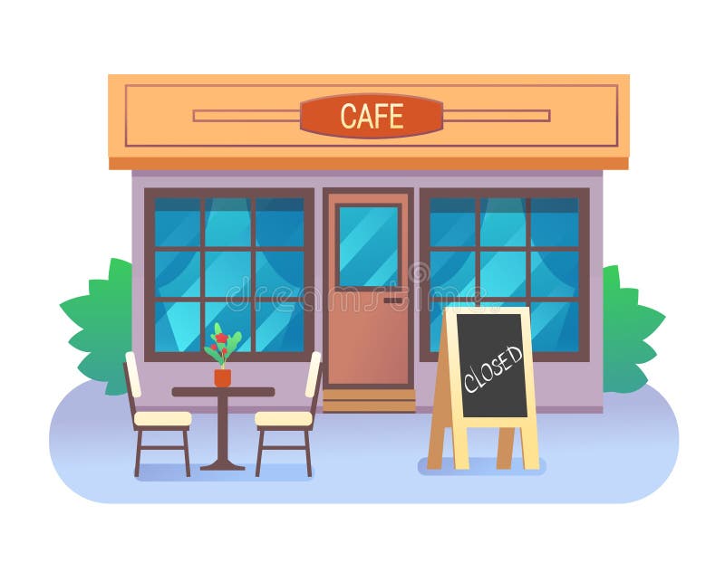 Cafe Building Closed with Text in Wooden Frame Stock Vector ...