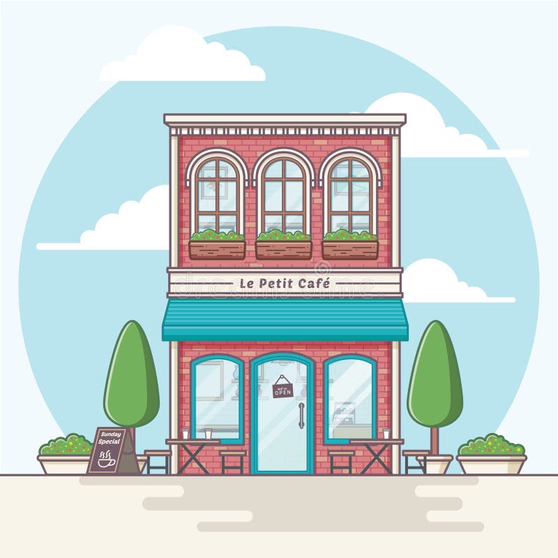 Cafe Building stock vector. Illustration of cloud, facade - 65706237