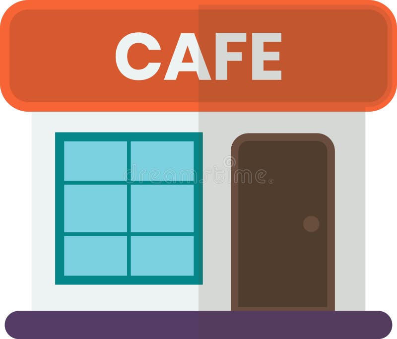 Cafe Building Illustration in Minimal Style Stock Vector - Illustration ...