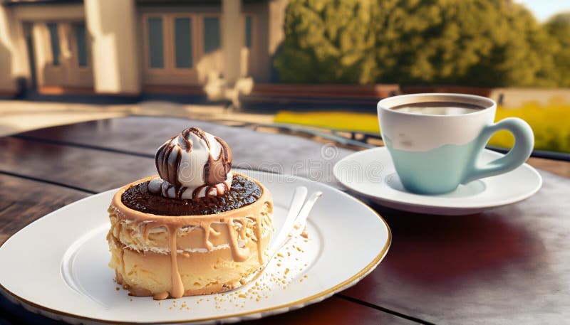 Cafe with cake stock illustration. Illustration of plate - 300002230