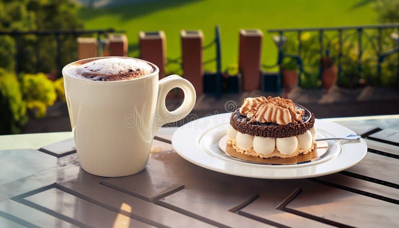 Cafe with cake stock illustration. Illustration of white - 300002247