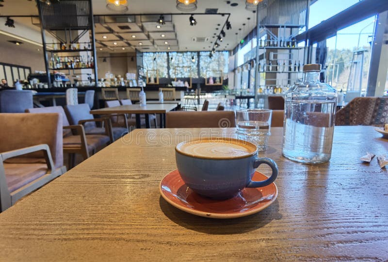 Cafe Capuccino in Coffee Shop in the Morning Stock Image - Image of ...