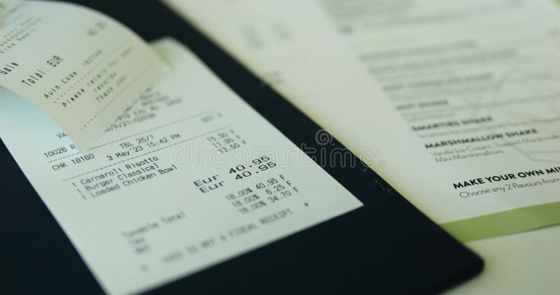 Check with Dish Prices and Final Amount for Provided Services Put in ...