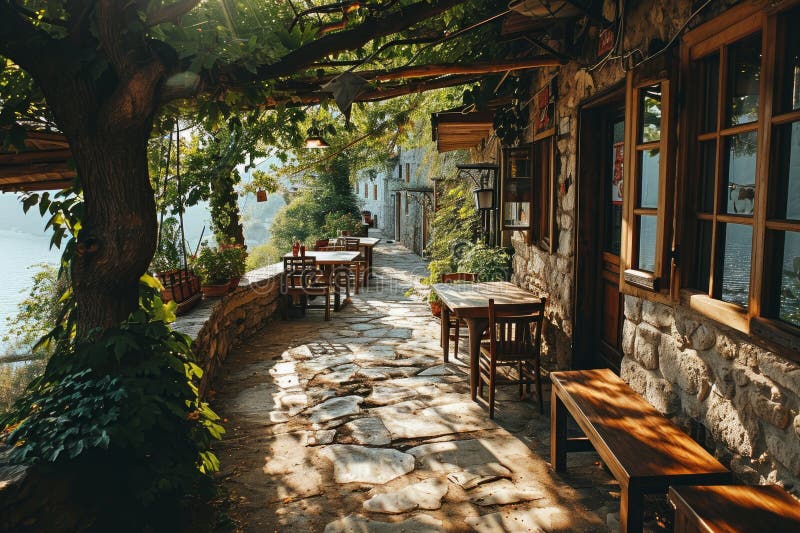 Cafe in the city stock image. Image of terrace, wall - 367719269