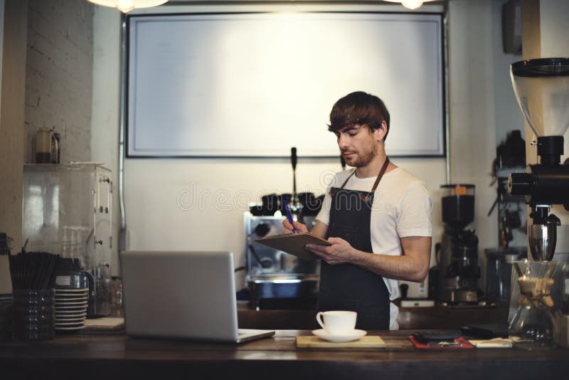 Cafe Coffee Waiter Staff Serving Cafeteria Apron Concept Stock Photo ...