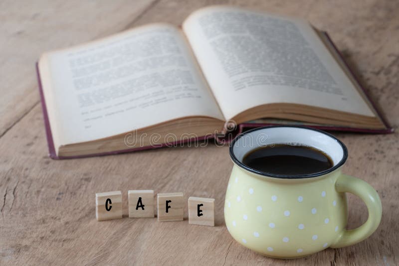 Cafe Concept with Coffee and Book on Table Stock Image - Image of white ...