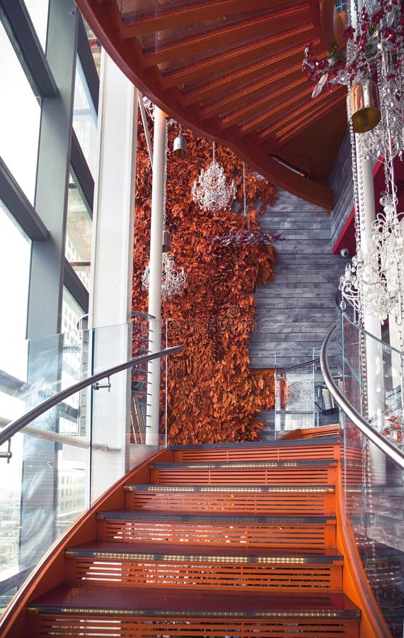 Cafe with decorative stair stock photo. Image of architecture - 41471430