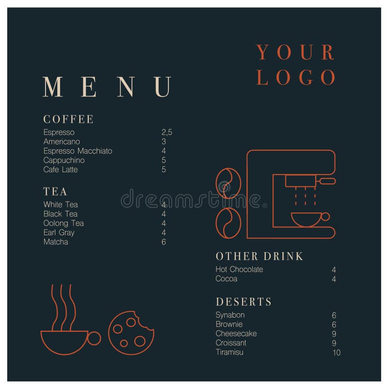 Cafe Design Menu. Coffee Drinks Menu Price List for Cafe, Coffee Shop ...