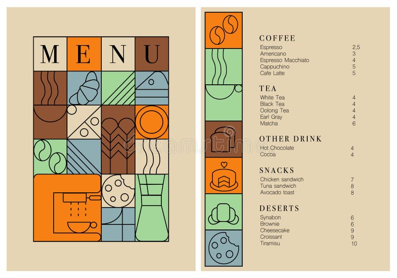 Cafe Design Menu. Coffee Drinks Menu Price List for Cafe, Coffee Shop ...