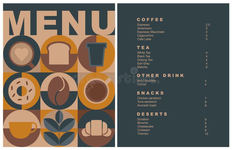Cafe Design Menu. Coffee Drinks Menu Price List for Cafe, Coffee Shop ...