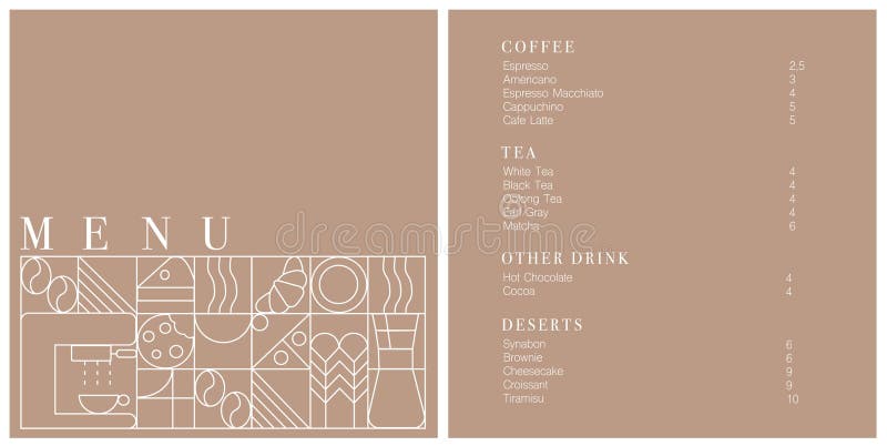 Cafe Design Menu. Coffee Drinks Menu Price List for Cafe, Coffee Shop ...