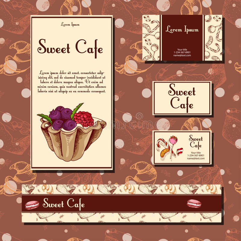 Cafe Design Template. Hand Drawn Dessert Card. Set of Restaurant Menu ...