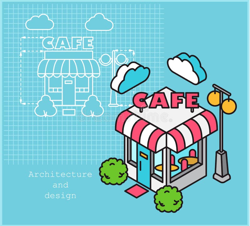 Project Cafe in Flat and Isometric Style Stock Vector - Illustration of ...