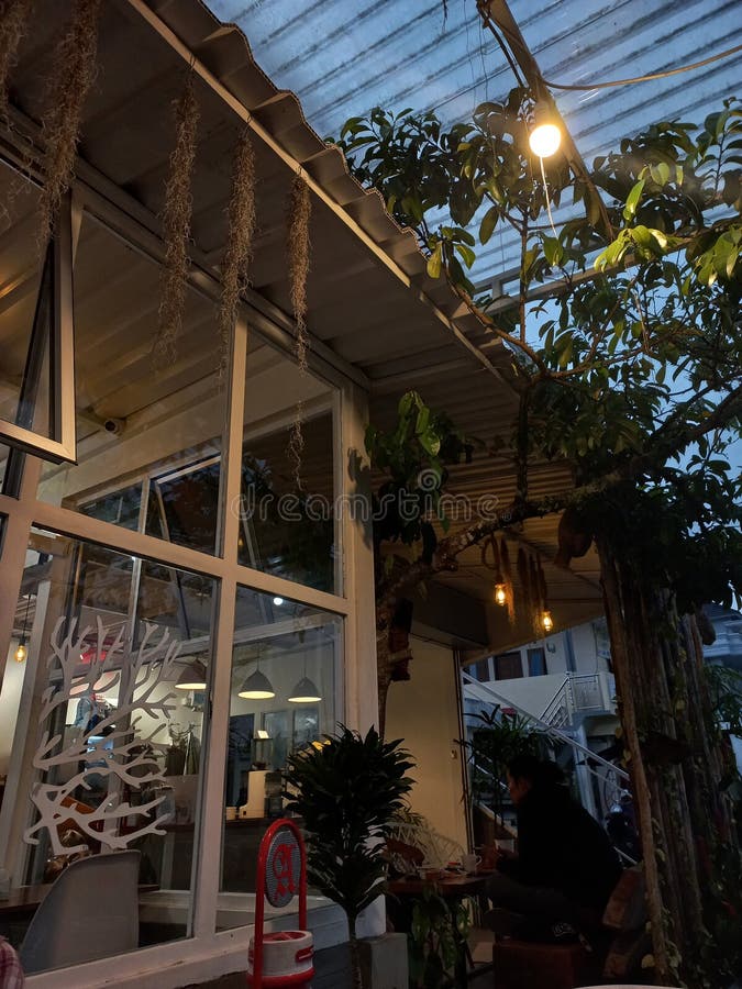 Cafe with dim lights stock image. Image of wood, architecture - 261756227