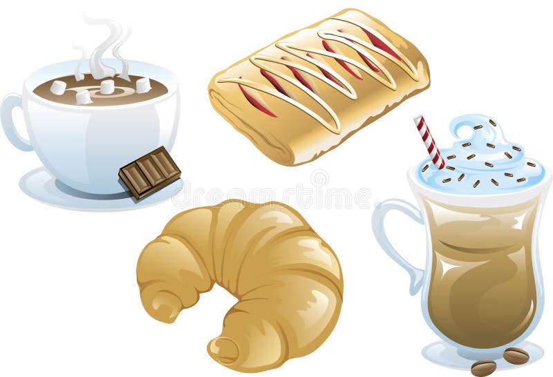 Cafe food icons stock vector. Illustration of croissant - 15067771