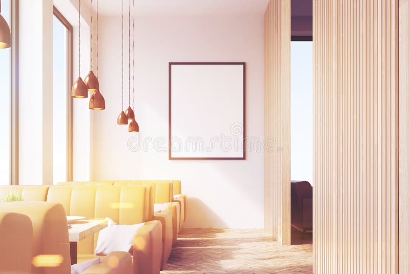 Cafe with Framed Poster, Toned Stock Illustration - Illustration of ...