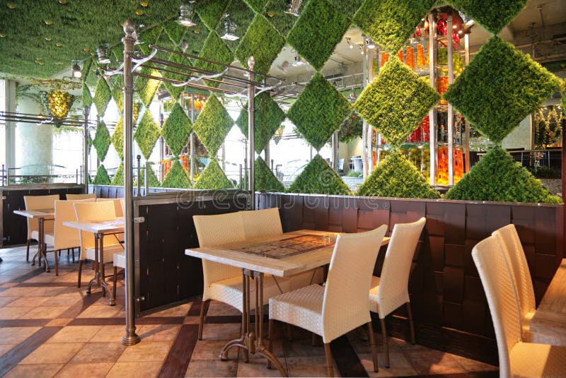 In Cafe With Grass Wall Stock Photography - Image: 7093342