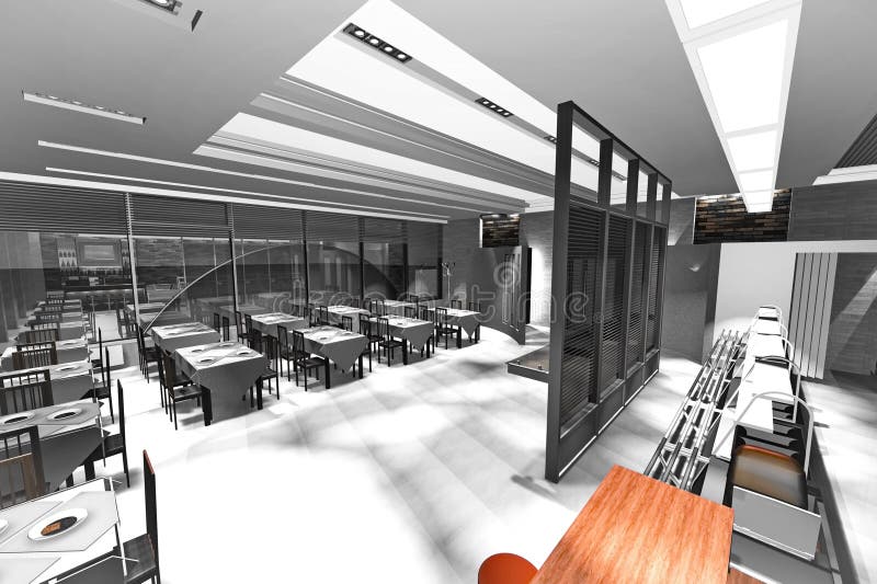 Cafe Hall Interior stock illustration. Illustration of model - 187142998