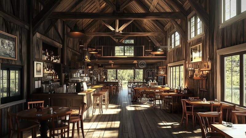 Cafe Housed in an Old Barn, Featuring Rustic Charm and an Open, Airy ...