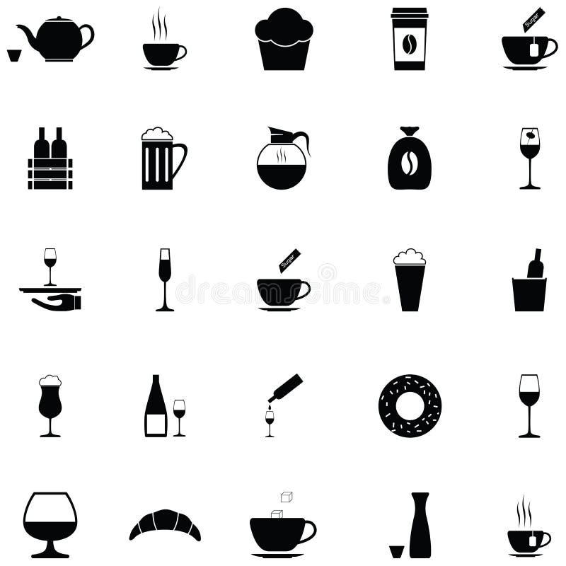 Cafe icon set stock vector. Illustration of glass, espresso - 120561742